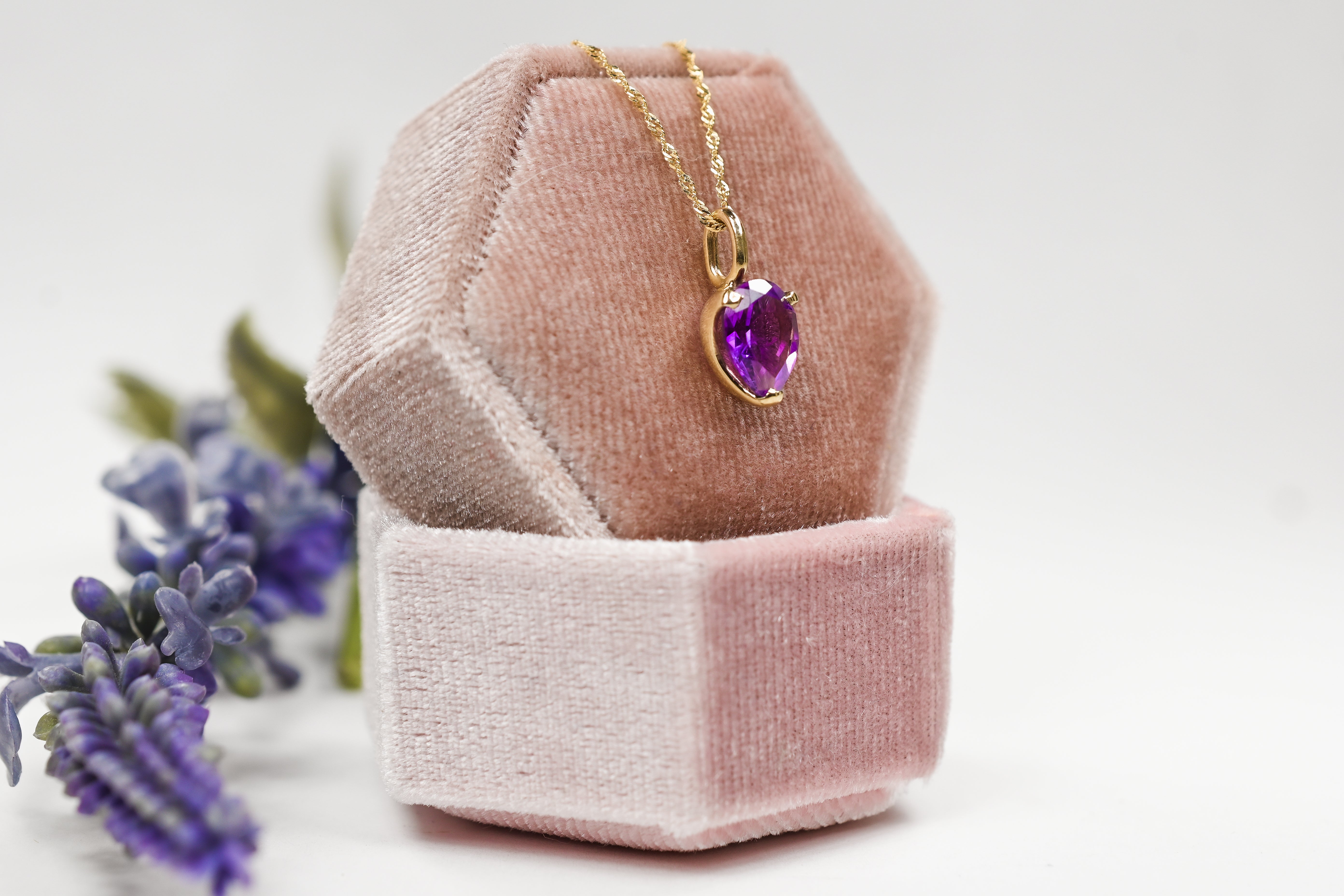 Amethyst Teardrop Cut Claw Set Evermore Necklace | FLUX and STONE JEWELRY