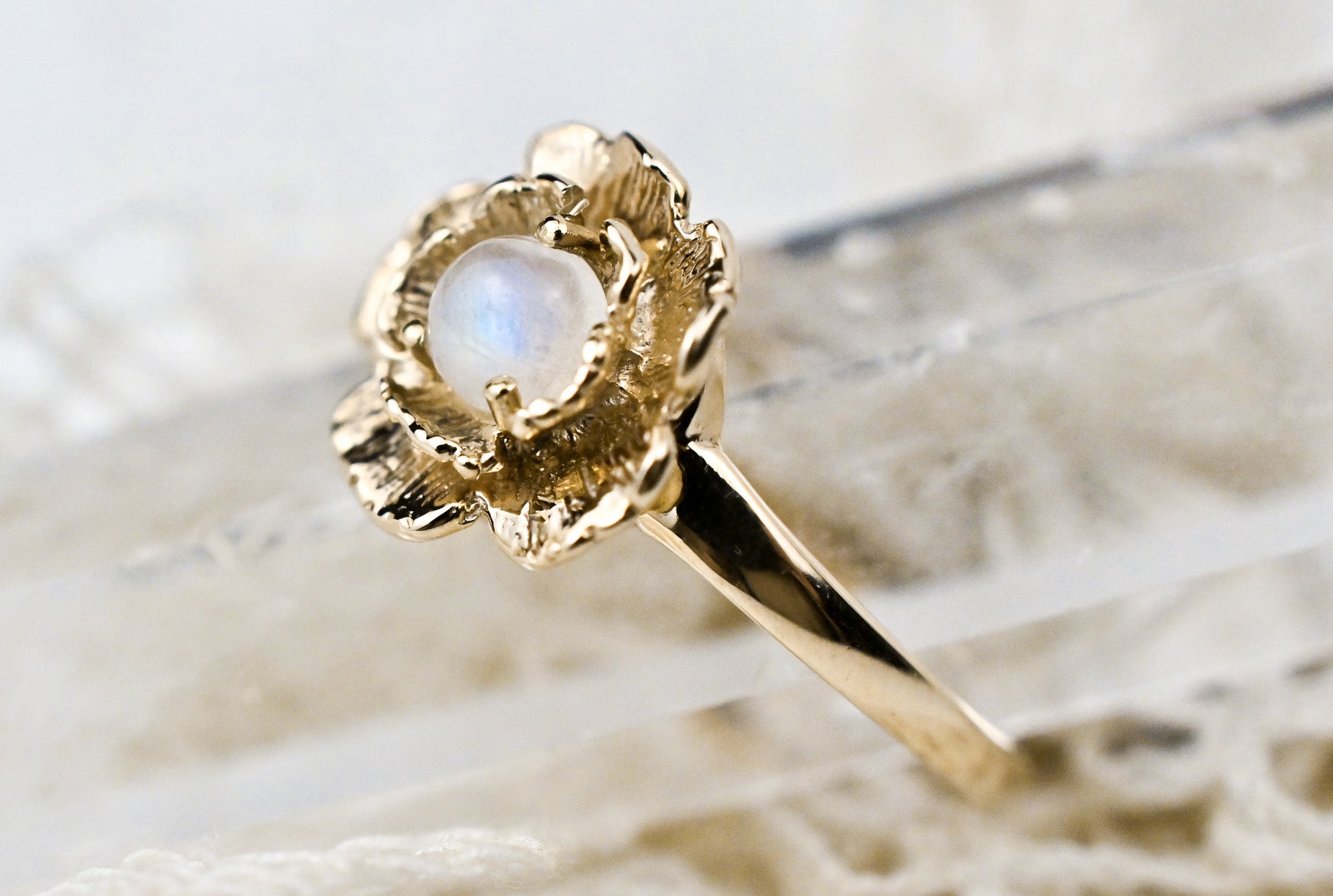moonstone flower ring