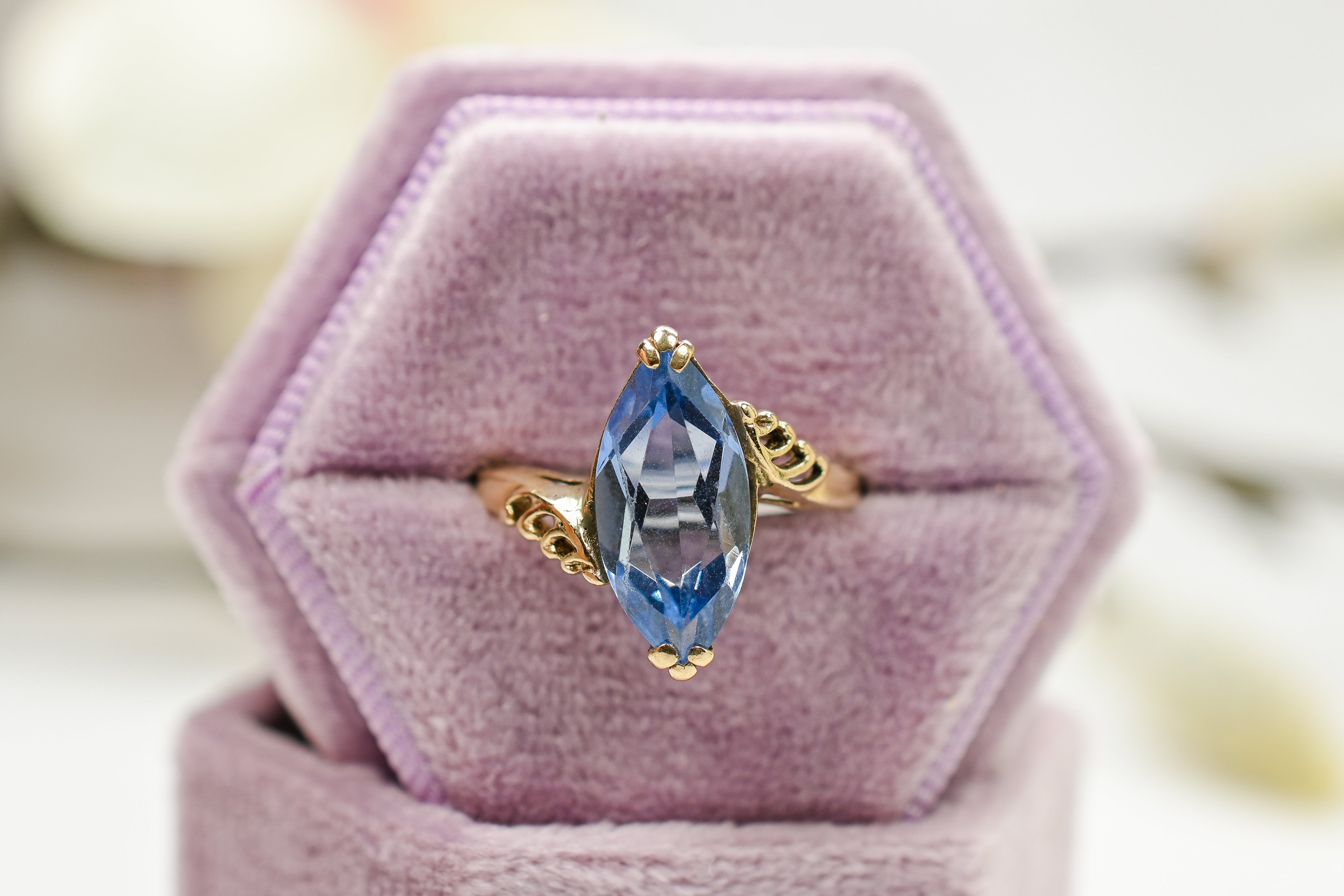1960's Blue Topaz Marquise Vintage Ring | FLUX and STONE JEWELRY