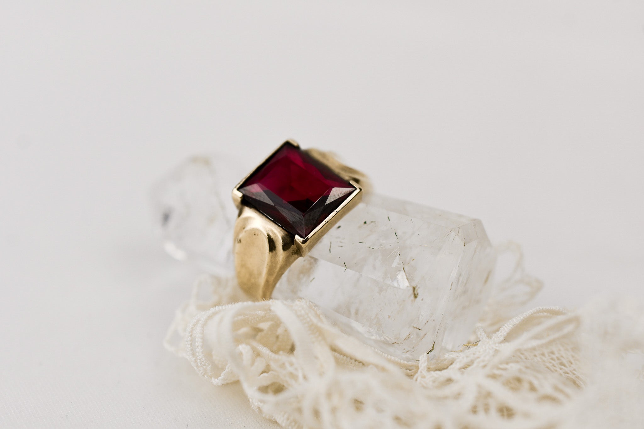 Vintage Garnet Square Cut Signet Ring | FLUX and STONE JEWELRY