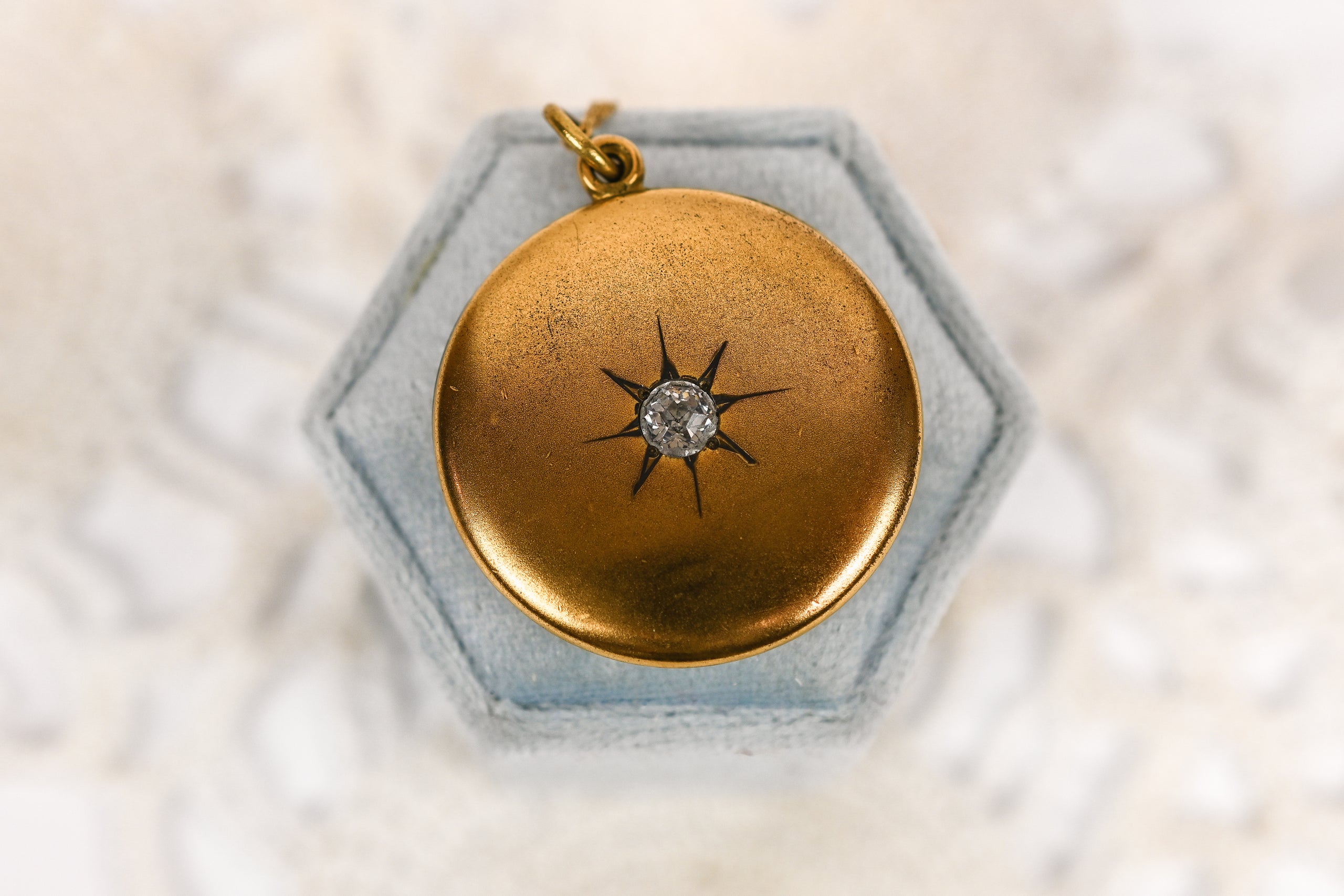 Vintage Starburst with Clear Rhinestone Circle Locket | FLUX and STONE ...
