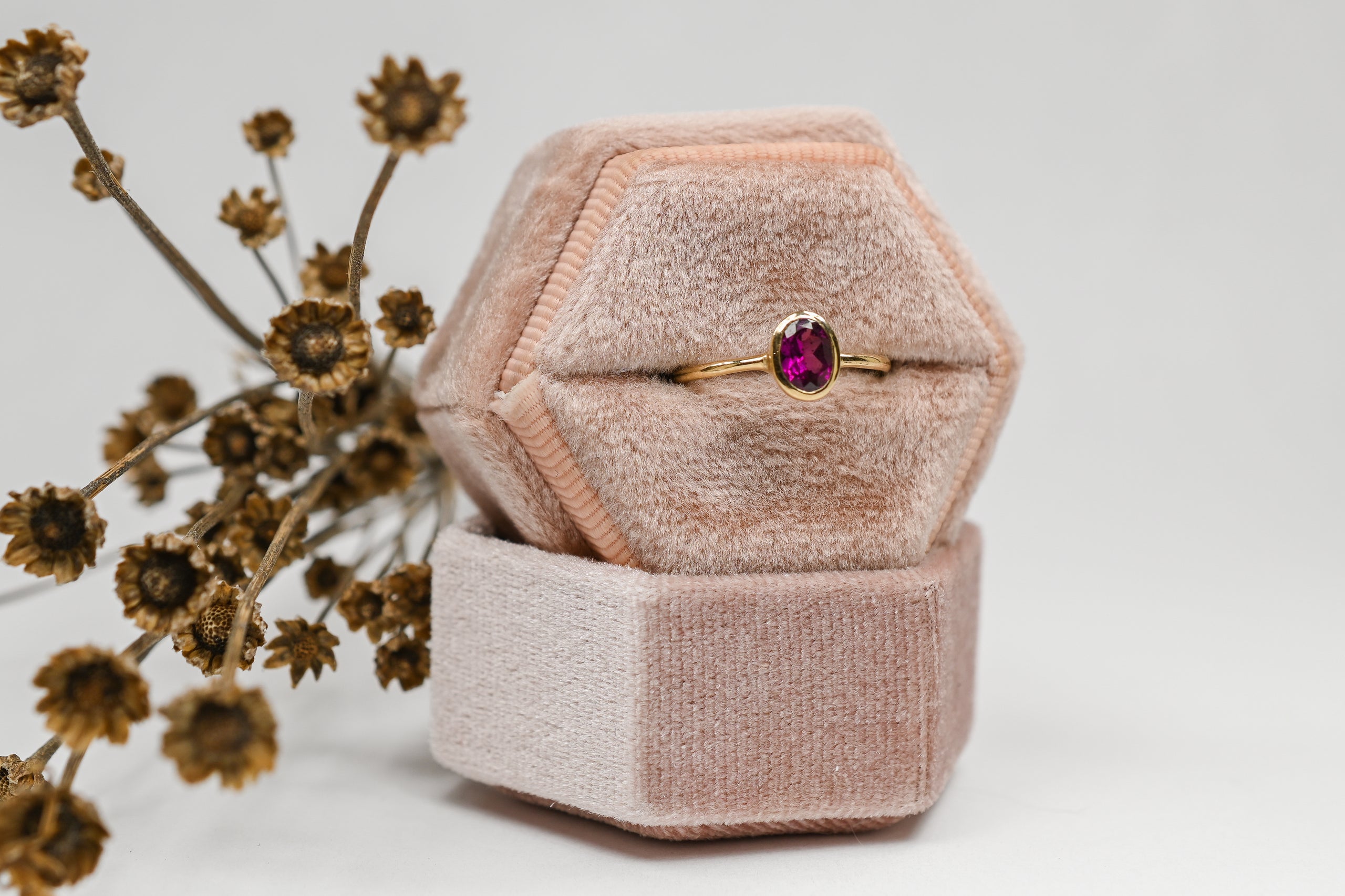 Purple Garnet Oval Bezel Evermore Ring | FLUX and STONE JEWELRY